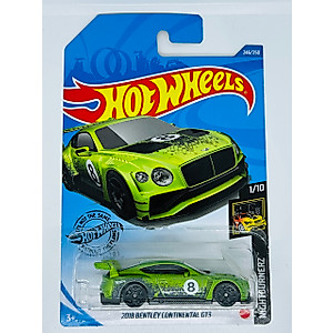 Hot Wheels - 2018 Bentley Continental GT3 - Green - Nightburnerz 1/10-246/250 - Mint/NrMint Ships Bubble Wrapped in a Box