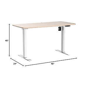 farexon Electric Standing Desk Adjustable Height, 48 x 24 inch Sit Stand Desk with Metal Hook, 4 Memory Heights, 27''-46'' Lifting Range Stand up Desk with Wheels(Oak Gray)