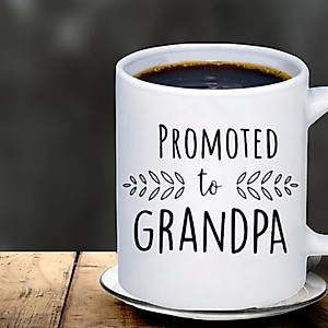 Pregnancy Announcement For Grandparents Coffee Mugs - Grandma To Be & Grandpa to Be 11 oz Mugs - Great Pregnancy Reveal Idea For Baby Announcement - Mug Set - Promoted to Grandma & Grandpa