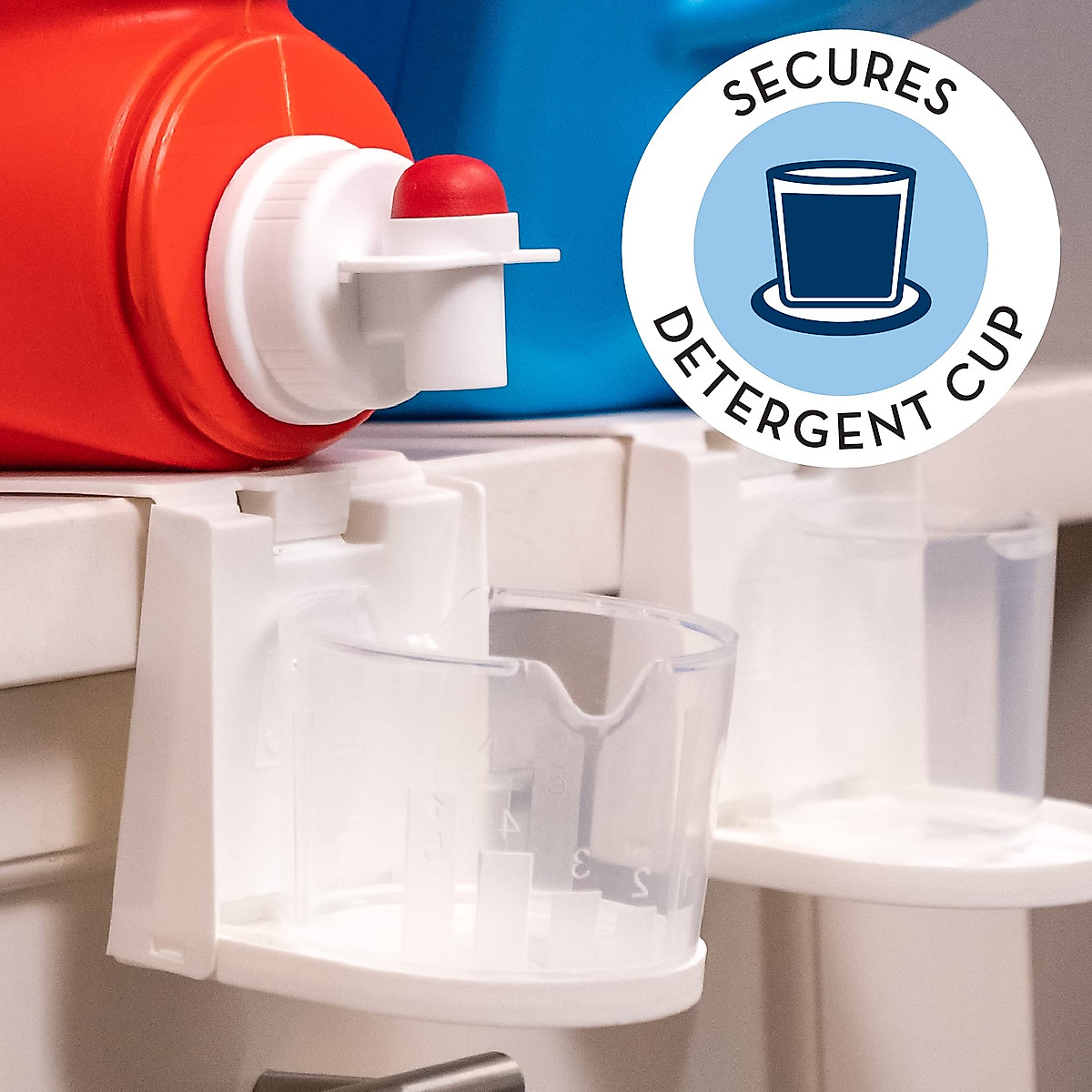 S&T INC. Laundry Detergent Cup Holder, Drip Tray Catcher for Laundry Detergent and Fabric Softener, Laundry Organizer, 2pk, White