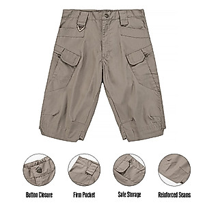 AUTIWITUA Men's Waterproof Tactical Shorts Outdoor Cargo Shorts, Lightweight Quick Dry Breathable Hiking Fishing Cargo Shorts Black