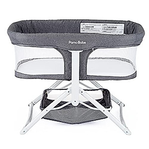 Pamo Babe 2in1 Bassinet Quick Foldable Travel Crib Portable Rocking Bassinet（Grey）