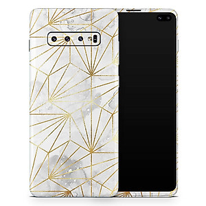 DesignSkinz Karamfila Watercolor & Gold V4 Protective Vinyl Decal Wrap Skin Cover Compatible with The Samsung Galaxy S20 (Screen Trim & Back Glass Skin)