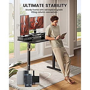 Ergear ErGear Electric Standing Desk with Double Drawers, 48x24 Inches Adjustable Height Sit Stand Up Desk, Home Office Desk Computer Workstation with Storage Shelf, Black (EGESD5B-1)