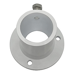 Poolzilla 1-Pack Deck Anchor Flange in White, Diameter of 1 1/2", Made of High Grade Cast Aluminum