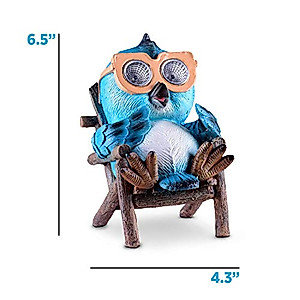 Owl Solar Garden Decorations Figurine | Outdoor LED Decor Figure | Light Up Decorative Statue Accents for Yard, Patio, Lawn, or Deck | Weather Resistant | Great Housewarming Gift Idea (Blue - 2 Pack)