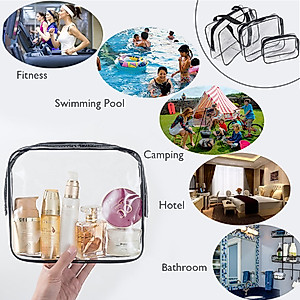 APREUTY Clear Makeup Bags, TSA Approved 6 Pcs Cosmetic Makeup Bags Set Clear PVC with Zipper Handle Portable Travel Luggage Pouch Airport Airline Vacation Organization (Clear)