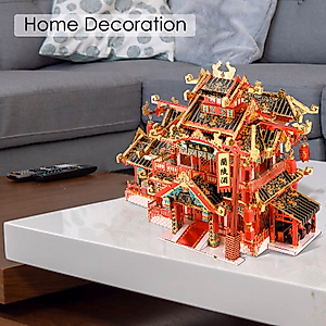 Piececool 3D Puzzles for Adults Metal Model Kits, Chinese Ancient Reataurant 3D Metal Puzzle, Traditional Architecture Building Puzzle DIY Toys, Great Gift Idea-215 Pcs