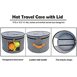 Aeeteek 1 Pack Hanging Organizer and Hat Box For Women Storage Portable Travel Hat Case