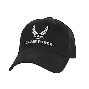 Rothco U.S. Air Force Low Profile Cap, Black | USAF Logo Embroidered Baseball Adjustable Hat
