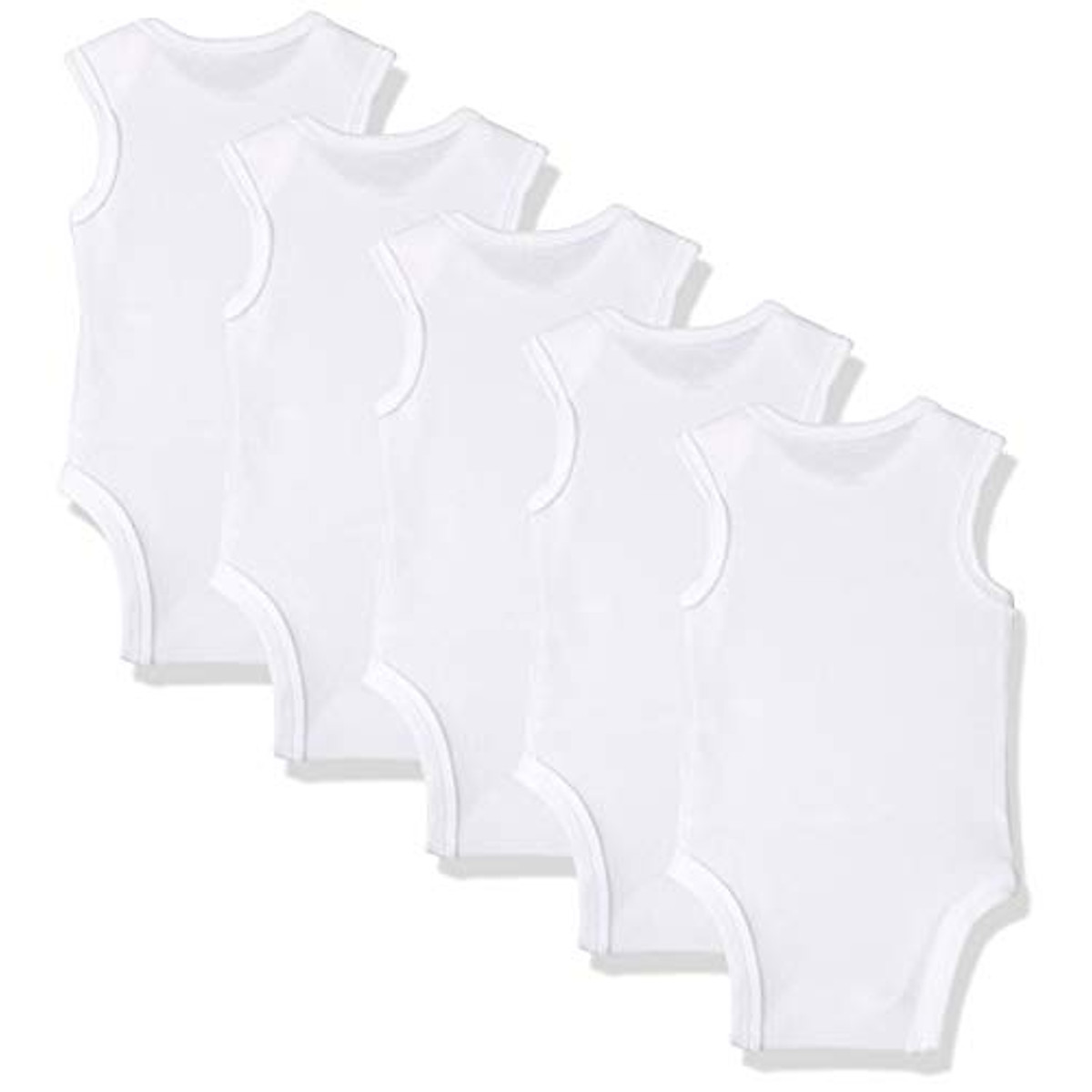 Hanes Baby Bodysuits, Ultimate Flexy Sleeveless for Boys & Girls, 5-Pack, Diamond White, 12-18 Months