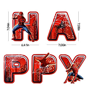 Cartoon Happy Birthday Banner Kawaii Birthday Party Decorations for Girls Boys Kids Teens Colorful Birthday Banners Cute Superhero Theme Happy Birthday Party Supplies