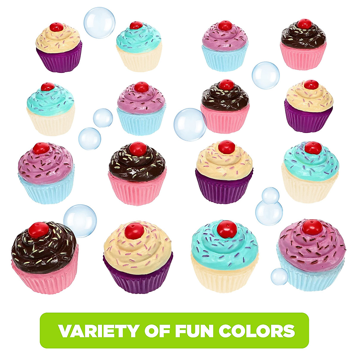 Idea Factory Color Changing Cupcake Bath Squirter Toys - Party Favors, Educational, Bath Toys