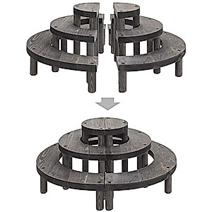 MyGift 3-Tier Cupcake Stand, Vintage Gray Wood Semi Circle Dessert and Retail Display Stand, Set of 2