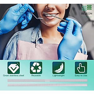 BELEON Dental Diamond Strips - Medium 5pcs 4mm x 145mm - Dental Stainless Steel Strips Abrasive for Contouring Teeth Sanding Strip Gross Reduction Polishing Teeth File Grinding Tooth Polisher