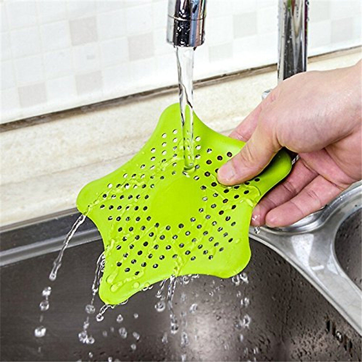 Kitchen Drain Hair Catcher Bath Stopper Sink Bathroom Protector Silicone Cover Basin Strainer Filter Shower Trap (Blue)