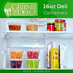 Deli Containers with Lids [16 oz. 50 Pack] Disposable Clear Lunch Containers Leakproof | Plastic Round Food Storage Containers | Freezer Containers for Food