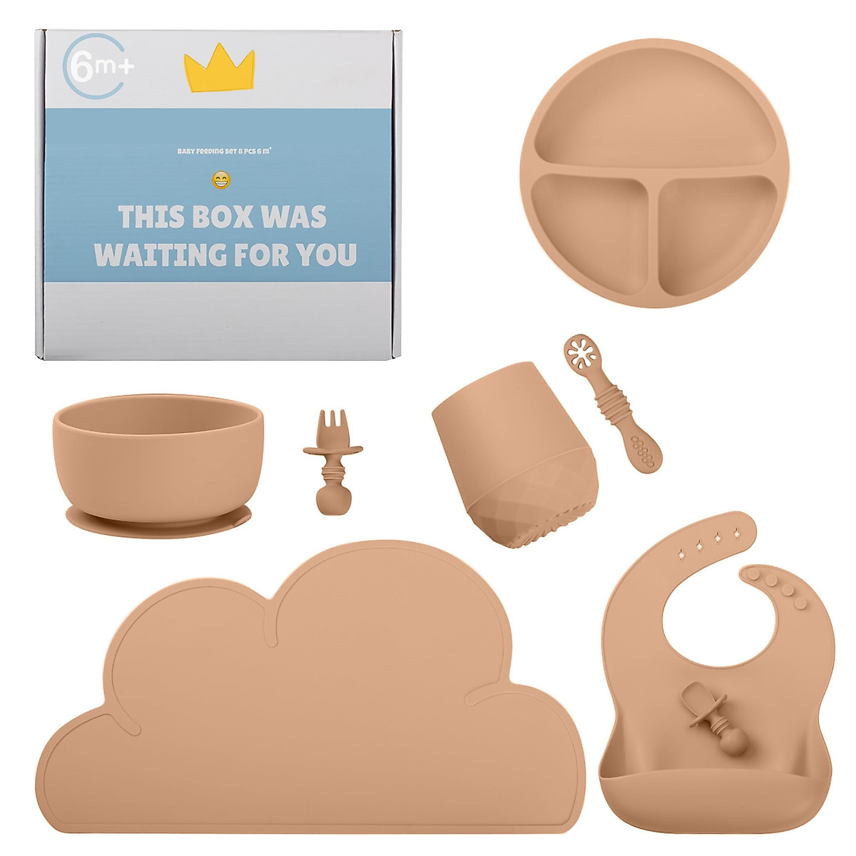 SILICONE FEEDING SET FOR BABY - BABY LED WEANING SUPPLIES - SILICONE BOWLS BABY - BABY'S PLATE-SELF FEEDING SPOONS FOR BABYS-TODDLER FORK-BABY PLATES WITH SUCTION-SUCTION BOWL AND PLATE-BABY FEEDING