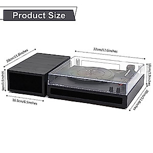 LP&No.1 Vinyl Record Player with Stereo Bookshelf Speakers, Vintage Wood Finish, 3-Speed Belt ...