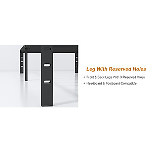 YUSENHEEI Queen Size Bed Frame 16 Inches High Metal Platform Bedframe with Slat Strips Easy Assembly Heavy Duty Strong No Need Box Spring Noise Free Non-slip Large Storage Space Underbed