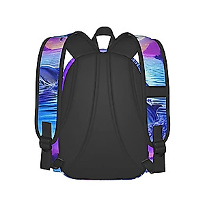 KiuLoam 17 Inch Backpack Dolphin Jumping Under Moonlight Laptop Backpack Shoulder Bag School Bookbag Casual Daypack