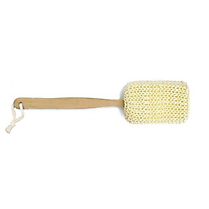 2 Natural Sisal Fiber Back Brush Loofah Scrubber Spa Shower Sponge Long Handle
