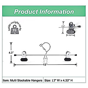 Amber Home 12 Pack Heavy Duty Add on Metal Pants Skirt Hangers, Stackable Add-on Metal Clothes Hangers with 2-Adjustable Clips, Cascading Clip Hangers Space Saving for Jeans, Slacks