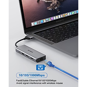 MacBook Pro Docking Station Dual Monitor MacBook Pro HDMI Adapter,9 in 1 USB C Adapters for MacBook Pro Air Mac HDMI Dock Dongle Dual USB C to Dual HDMI Ethernet 3USB SD/TF100W PD