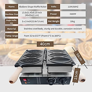 3PCS Abalone Waffle Maker, Strange Shape Waffle Maker with Non-Stick Plate, Commercial Sausage Grill Female Pussy Waffle Machine for Restaurant Snack Bar