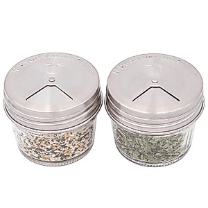 4 Pack Stainless Steel Spice Shaker Lid for Mason Jars (Regular Mouth)