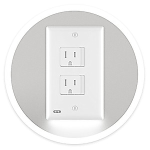 SnapPower 3 Pack SafeLight [for Décor Outlets] - Self-Closing Safety Cover Plate with LED Night Light - Child-Proofing Wall Plate Helps Protect Baby from Electrical Shock - (Décor, White)