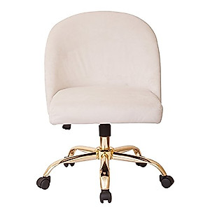OSP Home Furnishings Layton Mid-Back Adjustable Office Chair with 5-Star Base, Gold Finish and Oyster Velvet
