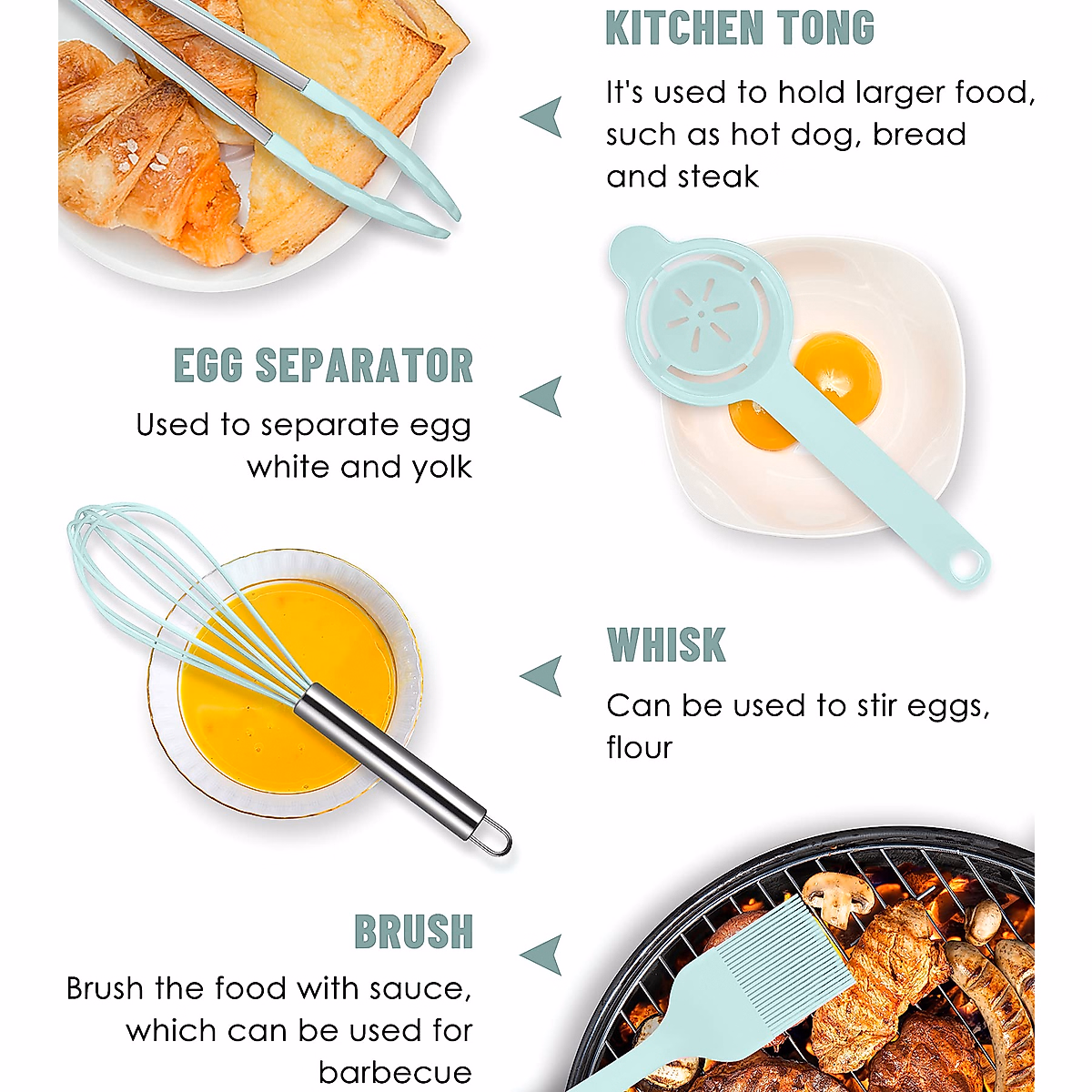 Kitchen Utensils Set-12 Pieces Silicone Cooking Utensils Set (Dishwasher Safe) 392°F Heat Resistant Spatula Set,Kitchen Utensil Set for Nonstick Cookware,Best Kitchen Tools with Holder