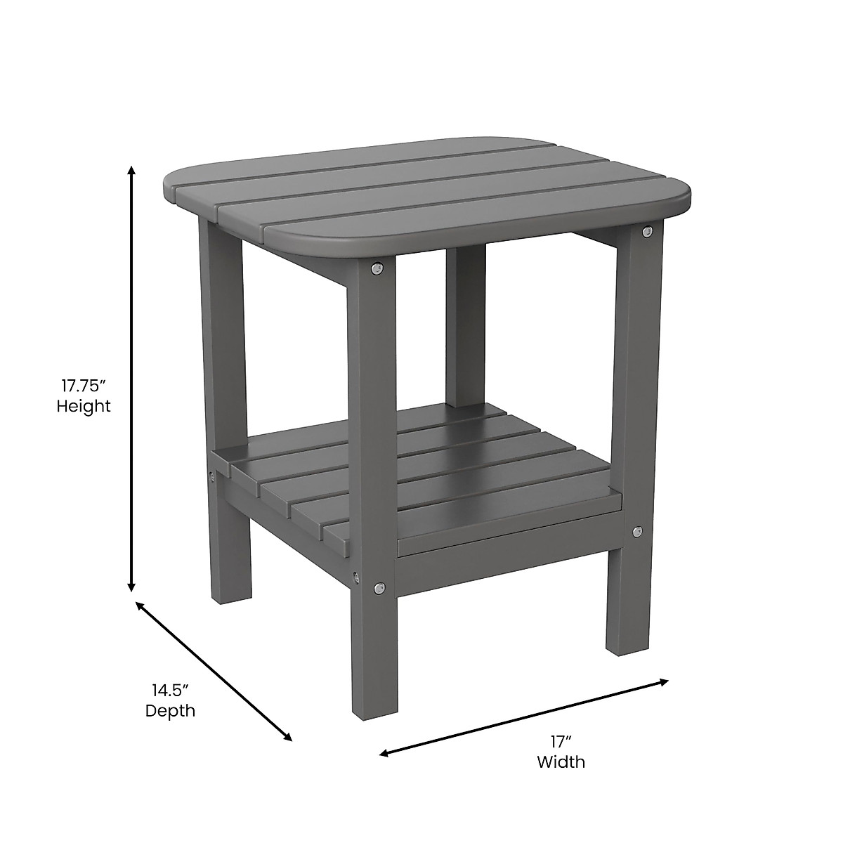 Flash Furniture Newport 2-Tier Adirondack Side Table - Recycled HDPE All-Weather Materials - Indoor/Outdoor - Gray