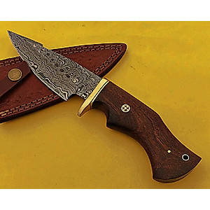 Smart & Sharp Custom Handmade Damascus Steel Hunting Knife / Bowie Knife SS-17373(Rose Wood) (Rose wood)
