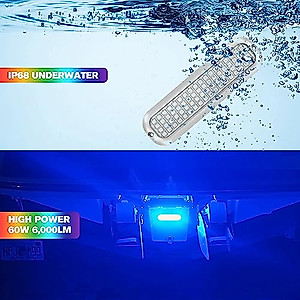 HUSUKU RS10 RGB 6000LM Underwater Marine Light for Boat, 7 Inch, 72LED DC 12V, All-metal body, IP68, Color Change LED Boat Light for Yacht Boat Transom Fishing Dock Pontoon