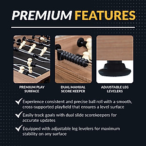 Hathaway Excalibur 54-in Foosball Table for Game Room - with Driftwood Melamine Finish, X-Pattern Base, Chrome Steel Rods, Adjustable Leg Levelers & Manual Scoring Units - Driftwood Finish