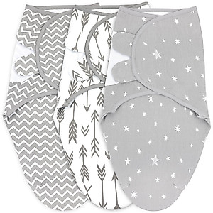 Baby Swaddle Blanket Wrap, Organic Cotton 3-Pack Preemie Swaddle, Baby Swaddles, Premature Size Swaddles Up to 7 Pounds, Grey