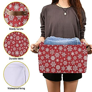 Bolaz Foldable Storage Basket, Cube Organizer Bins Christmas Pattern with White Snowflakes on Red Background Bag Dual Handles for Closet Shelf Christmas 3 one size x1 (g287633336p505c540s1092)