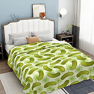 New Dill Pickles Throw Blankets Flannel Blanket Pickles Blanket Soft Bed Throw Blanket Luxurious Warm Cozy Throw Blanket All-Season for Couch Sofa Bed for Adults Kids Boys Teens Gift 50"x40"