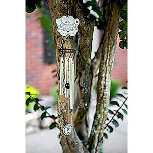 Pet Memorial Wind Chime - 18" Metal Casted Pawprint Wind Chime - A Beautiful Remembrance Gift for a Grieving Pet Owner - Includes Pawprints Left by You Poem Card