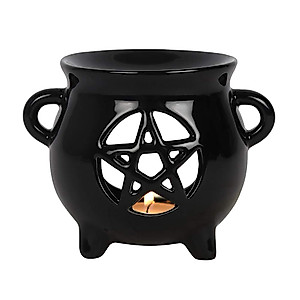 Pacific Giftware Pentacle Cauldron Tealight Candle Ceramic Oil Burner 4” Tall