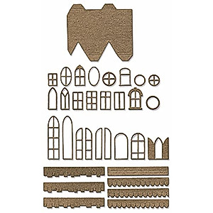 Tim Holtz Sizzix Village Collection Thinlits Dies, Bundle of 87 Dies (665564) Plus 3 Coordinating Mini Texture Fades, Lumber, Cobblestone and Brickwork (665460, 665461, 665462)