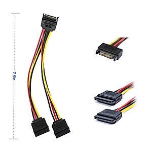 ketawa SATA Data Cable and SATA Power Splitter Cable (4 Pack) 6.0 Gbps,15 Pin Power Splitter Cable