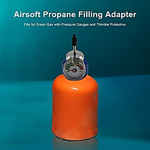 BLKGJTF Airsoft Propane Filling Adapter for Green Gas with Pressure Gauges and Thimble Protective Cover Use with Propane Camping Tank