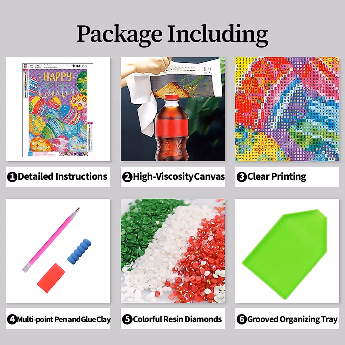 SupaDiya Easter Eggs Diamond Painting Kits for Adults Beginner, Full Drill Round Diamond Dots DIY 5D Diamond Art Kits, Paint by Numbers Adults Gem Art Painting Kit for Home Wall Decor (12x16 inch)