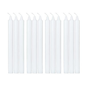 Zest Candle 12-Piece Taper Candles, 10-Inch, White Straight