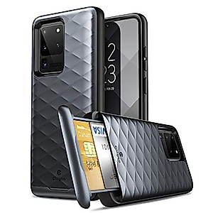Galaxy S20 Ultra Case, Clayco [Argos Series] Premium Hybrid Protective Wallet Case for Samsung Galaxy S20 Ultra (Built-in Credit Card/ID Card Slot) (Black)