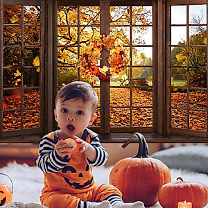 Mocsicka Fall Window Backdrop 7x5ft Autumn Maple Forest Fall Backdrops for Photography Fall Natural Scenery Background for Thanksgiving Day Party Decorations