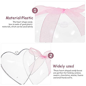 ABOOFAN 6pcs Transparent Heart-Shaped Boxes Food Grade Plastic Boxes Wedding Party Gift Boxes Fillable Heart Shaped Clear Container Birthday Present and Candy Packing Boxes 10cm Pink